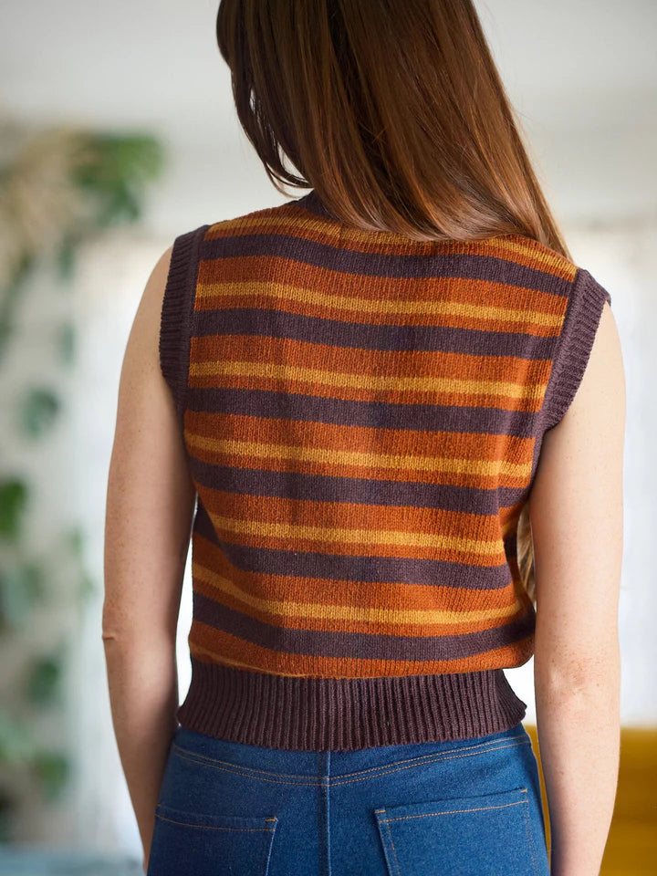 Merino Sweater Vest in Rust Stripe | Penelope's